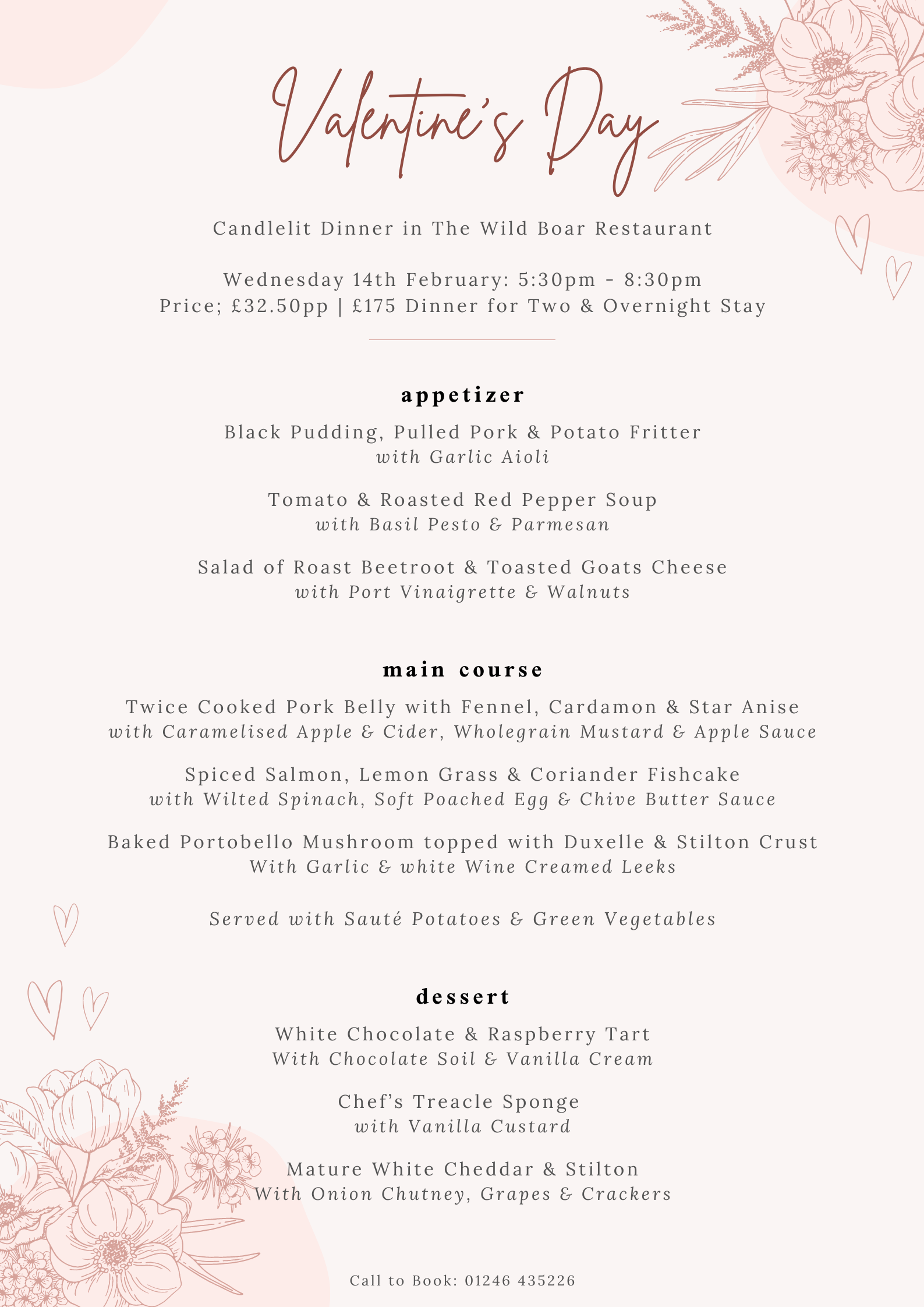 Valentines Romantic Candlelit Dinner | The Sitwell Arms